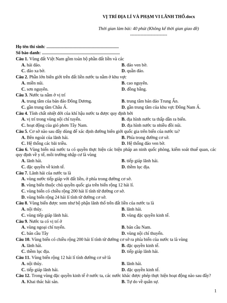 VI TRI DIA LI VA PHAM VI LANH THO - Docx 701971 08 10 2023 | PDF