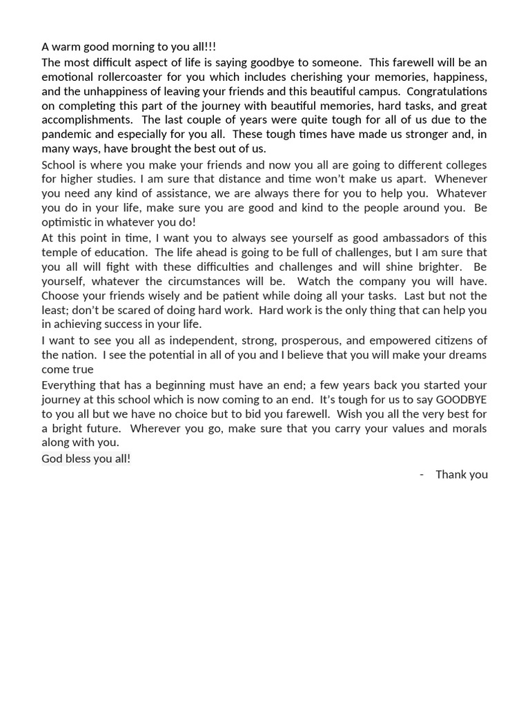 Farewell Speech | PDF