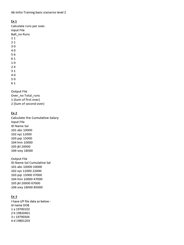 AbInitio Training Basic Scenarios Level 2 | PDF