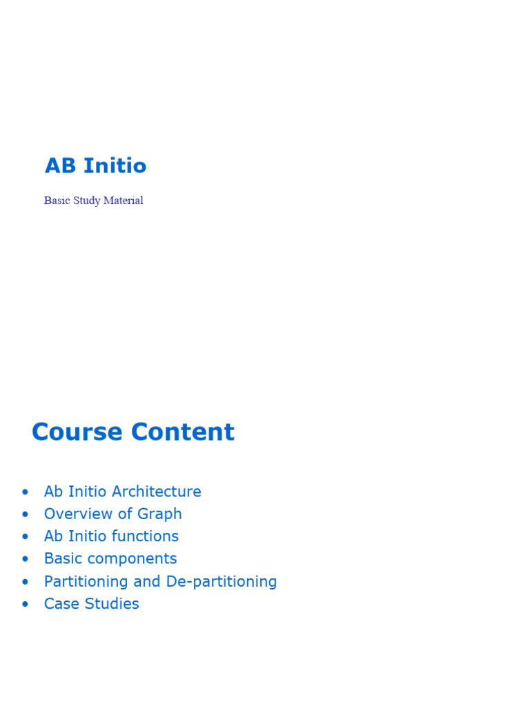 01 Ab Initio Basics.ppt | PDF 01 Ab Initio Basics.ppt | PDF