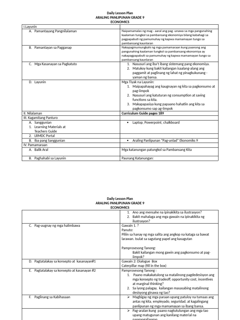 Lesson plan sa AP | PDF