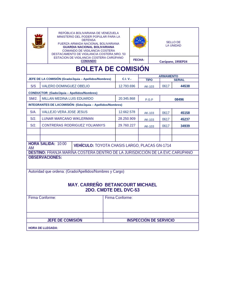 Boleta de Comision | PDF