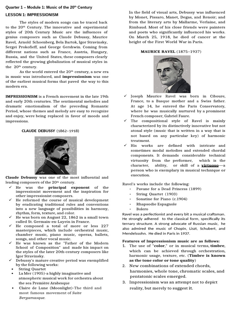 Q1 Music Lesson 1 Impressionism | PDF