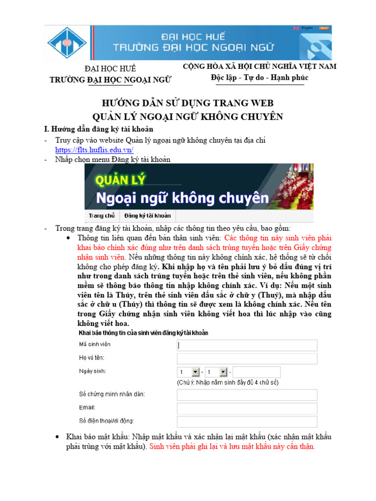 5-Huong Dan Su Dung Trang Web Quan Ly NNKC - Phan Danh Cho SV | PDF