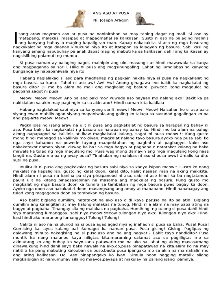 Ang Aso at Pusa | PDF