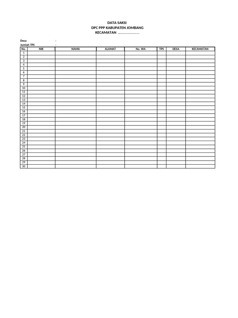 (Brudu) Form Saksi TPS | PDF