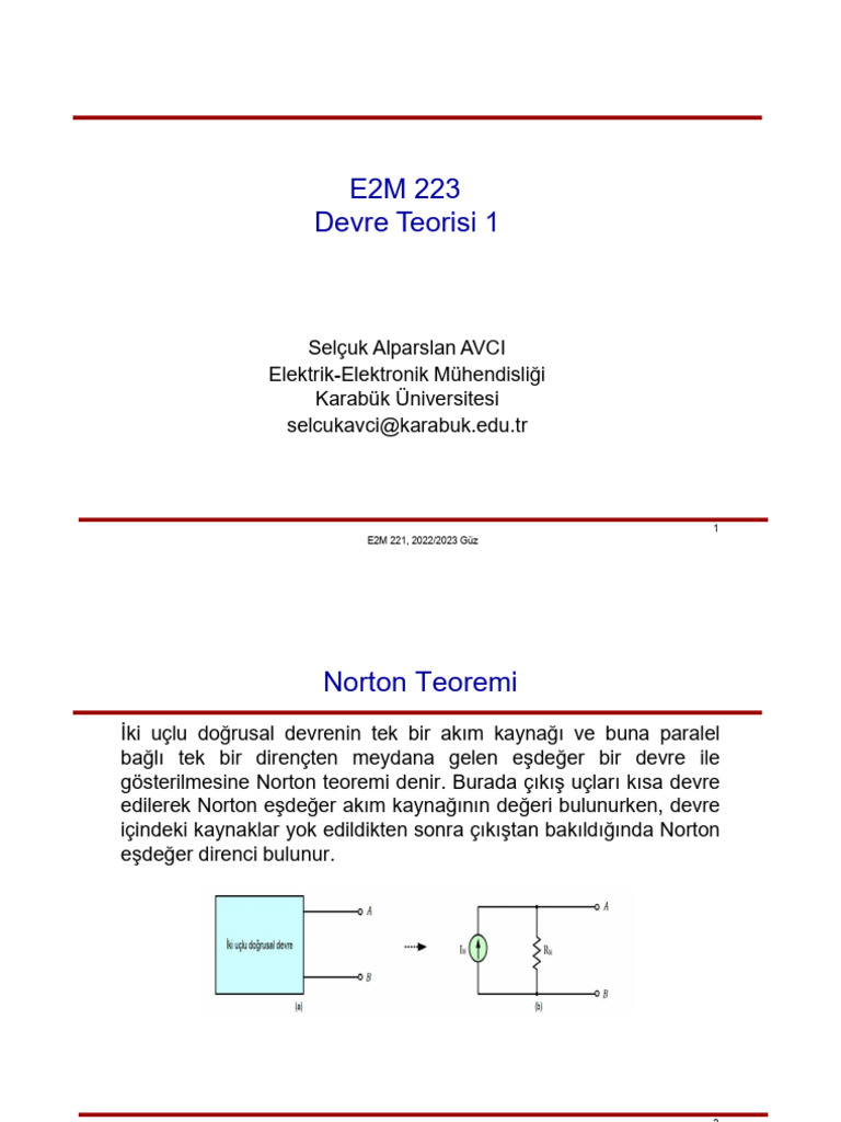 Devre Teorisi I 5.hafta | PDF