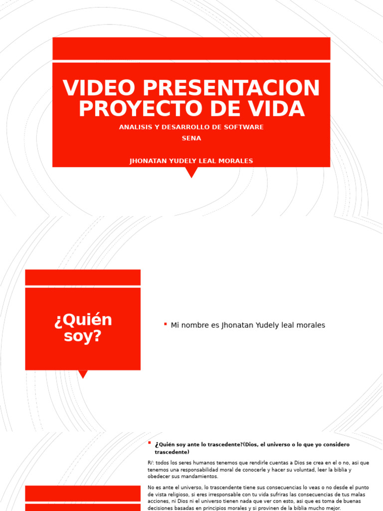 Video Presentacion, Proyecto de Vida | PDF
