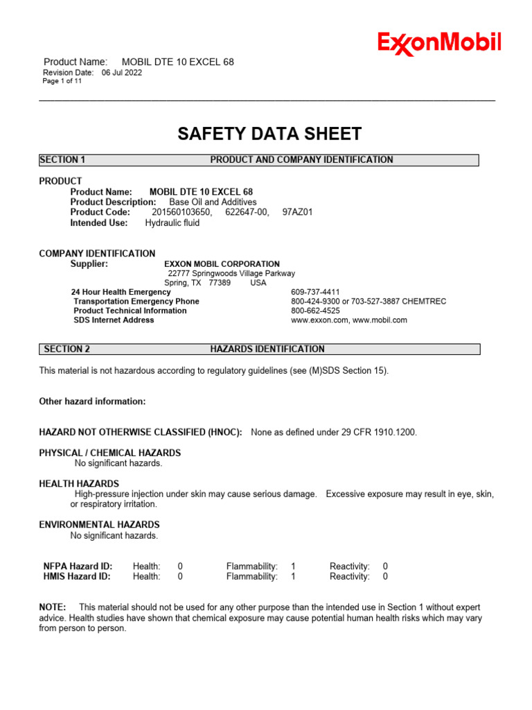 MOBIL DTE 10 EXCEL 68 Ingles | PDF