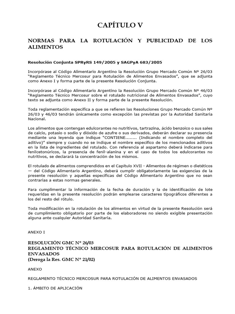 Anmat Caa Capitulo V Rotulacion Actualiz 2021-09 | PDF