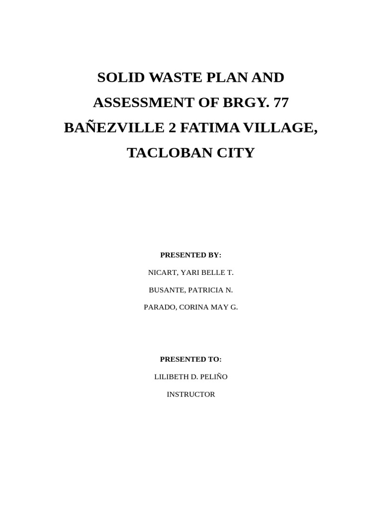 Solid Waste Assessment in Bañez | PDF | Natural Disasters | Waste