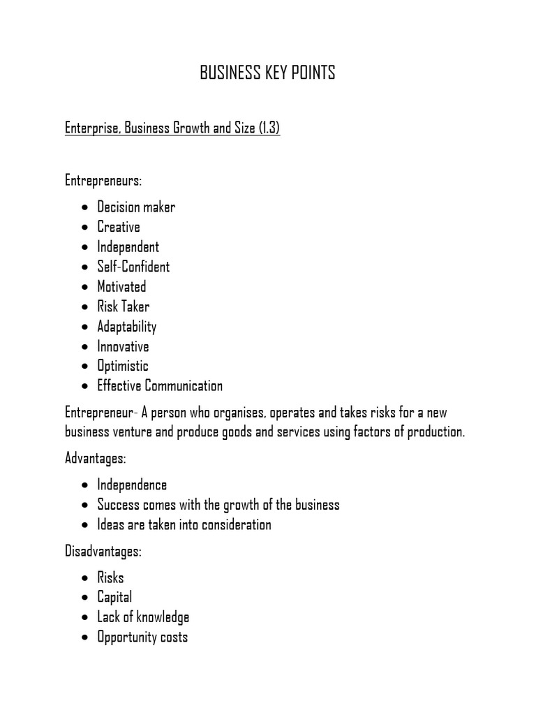 Business Key Points | PDF