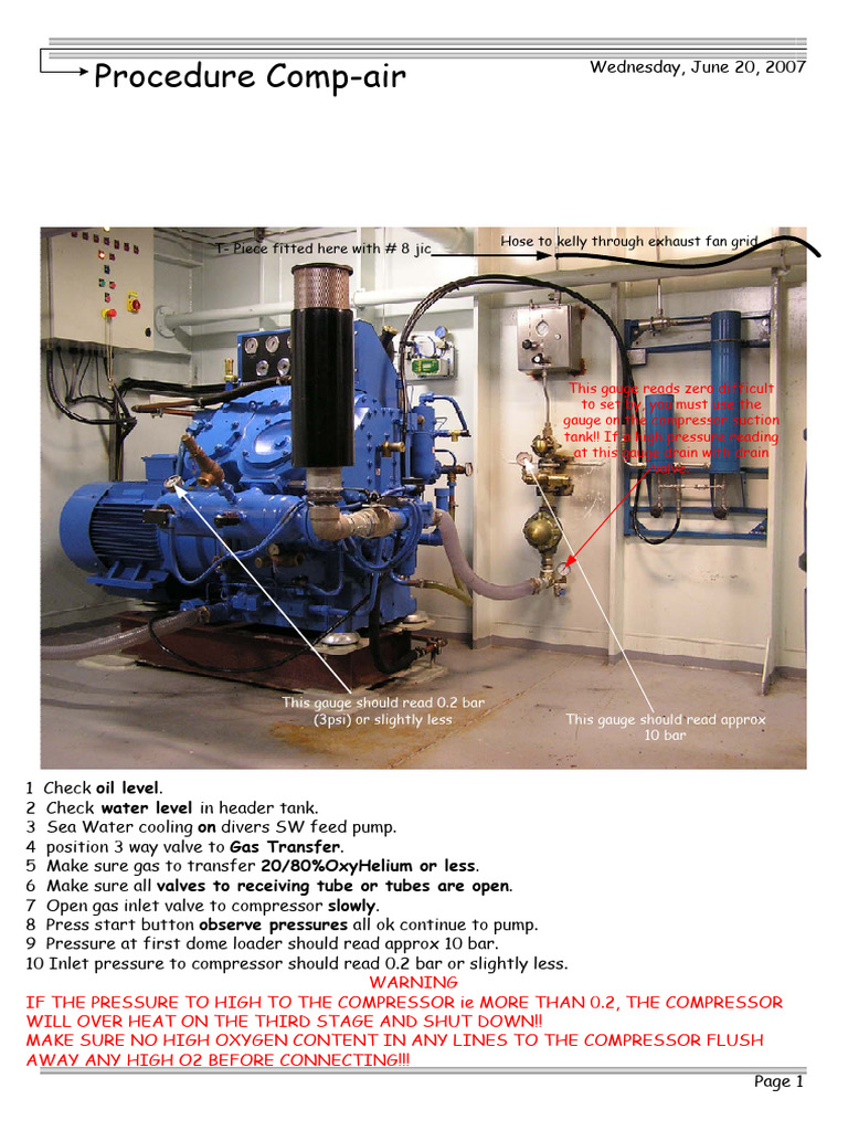 Comp-Air Compressor Procedure | PDF