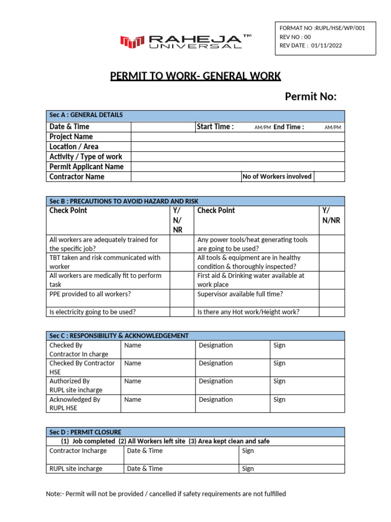 General Work Permit | PDF