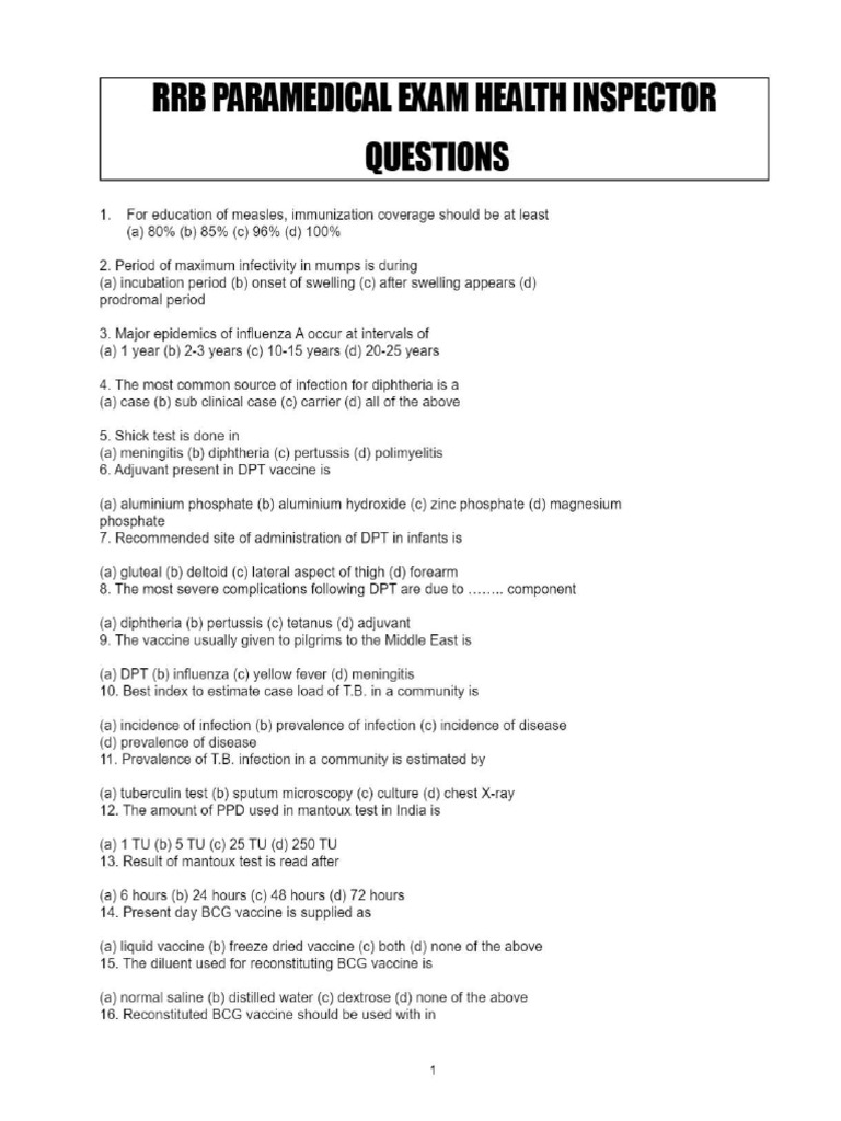 RRB Paramedical Previous Year Paper | PDF