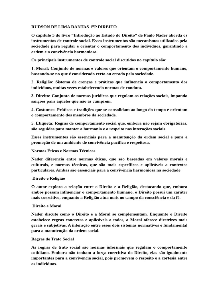 Resumo Cap 5 Paulo Nader | PDF