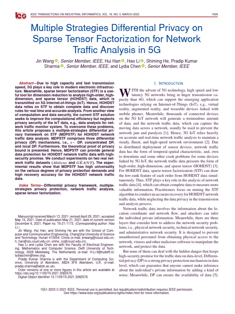 Multiple Strategies Differential Privacy On Sparse Tensor Factorization For Network Traffic ...