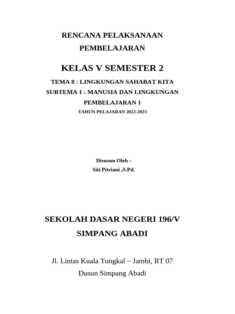 Kelas 5 RPP | PDF