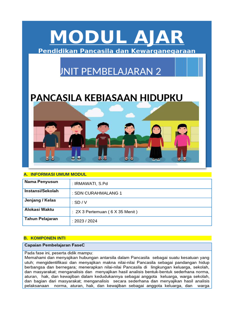 UNIT 1 PB 2 - MA PPKN Kls 5 | PDF