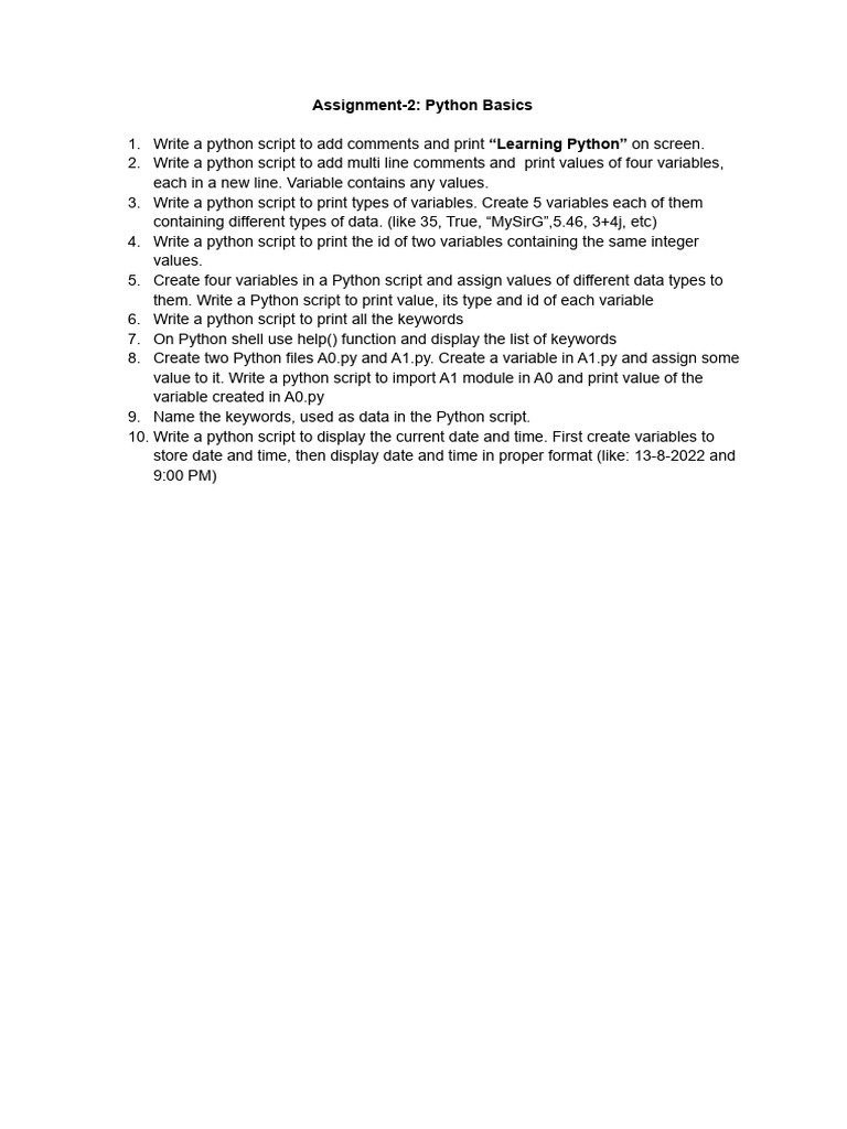 Assignment-2_ Python Basics | PDF Assignment-2_ Python Basics | PDF