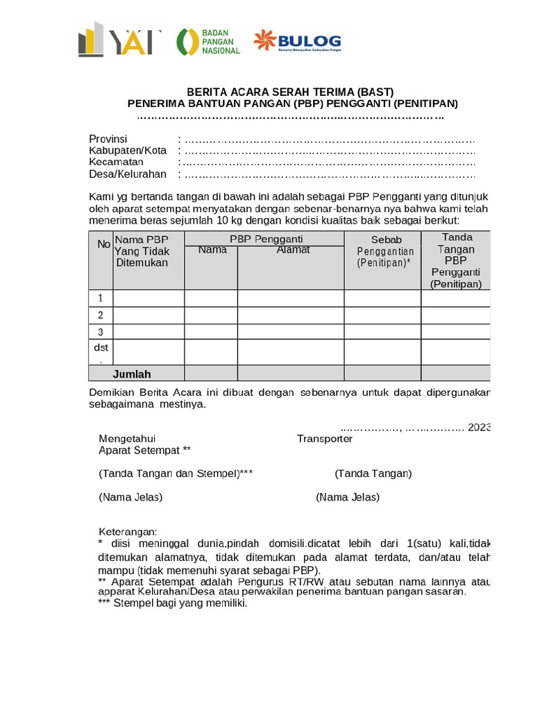 Form Bast PBP Pengganti | PDF