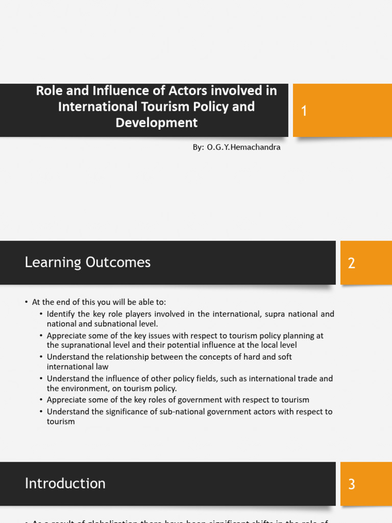 International Tourism Policy and Development - Role and Influence of ...