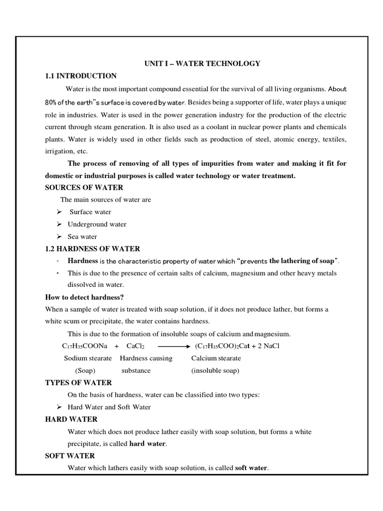 E-Book Unit-1 Water Technology | PDF