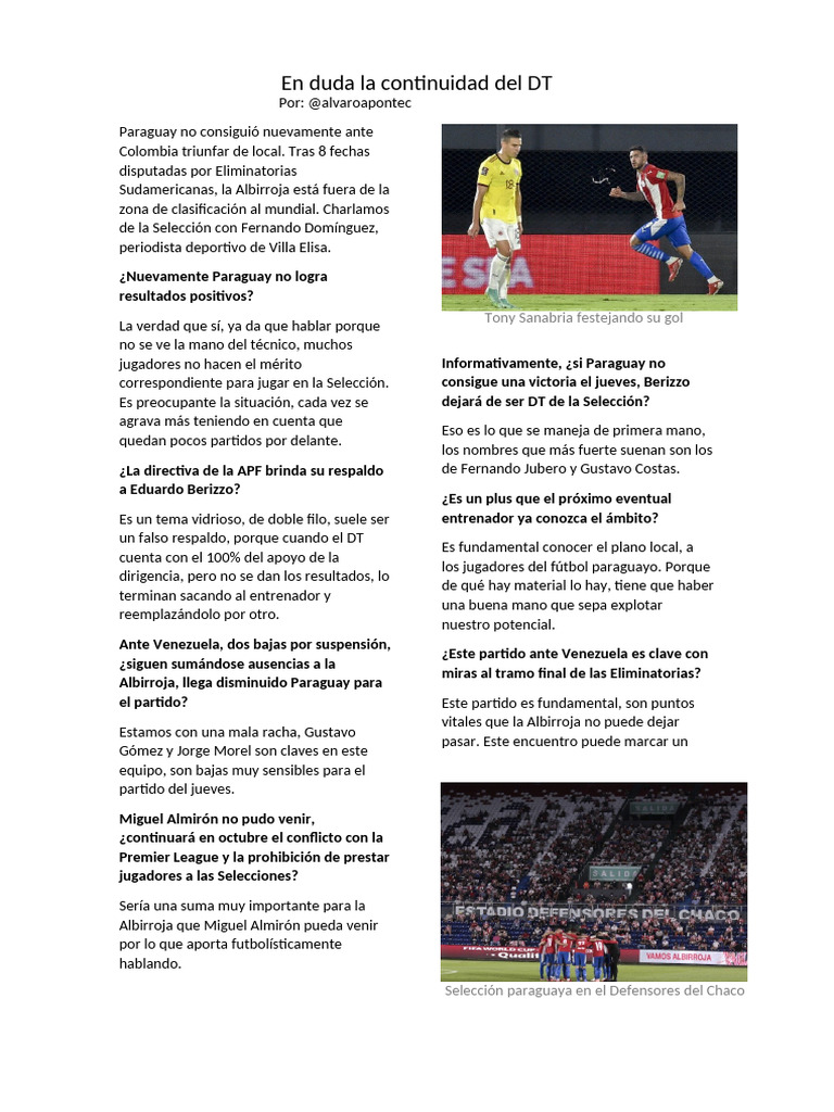 Entrevistas Noticiosa, de Semblanza y de Opinión - Alvaro Aponte | PDF