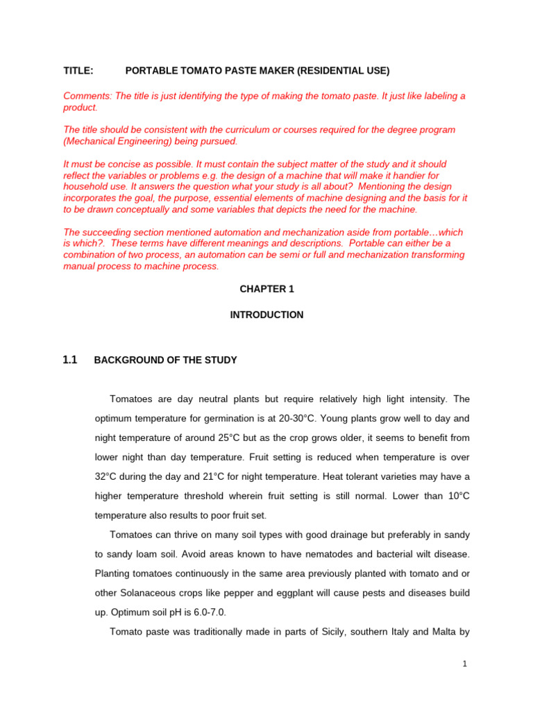 Sample Thesis Tomato Paste Lecture Notes1 | PDF