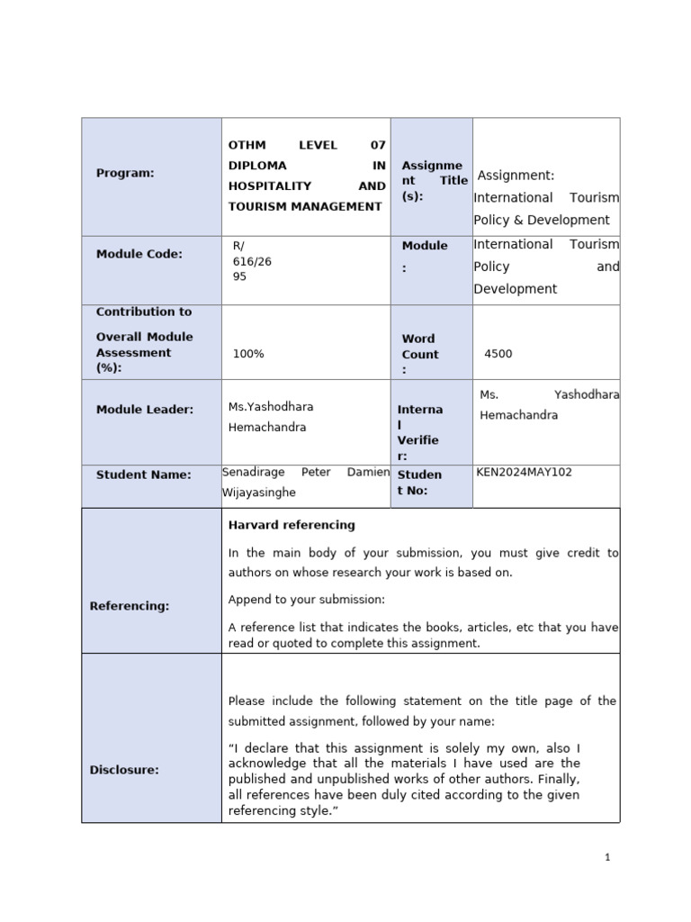 International Tourism Policy Insights | PDF | Sustainability | Tourism