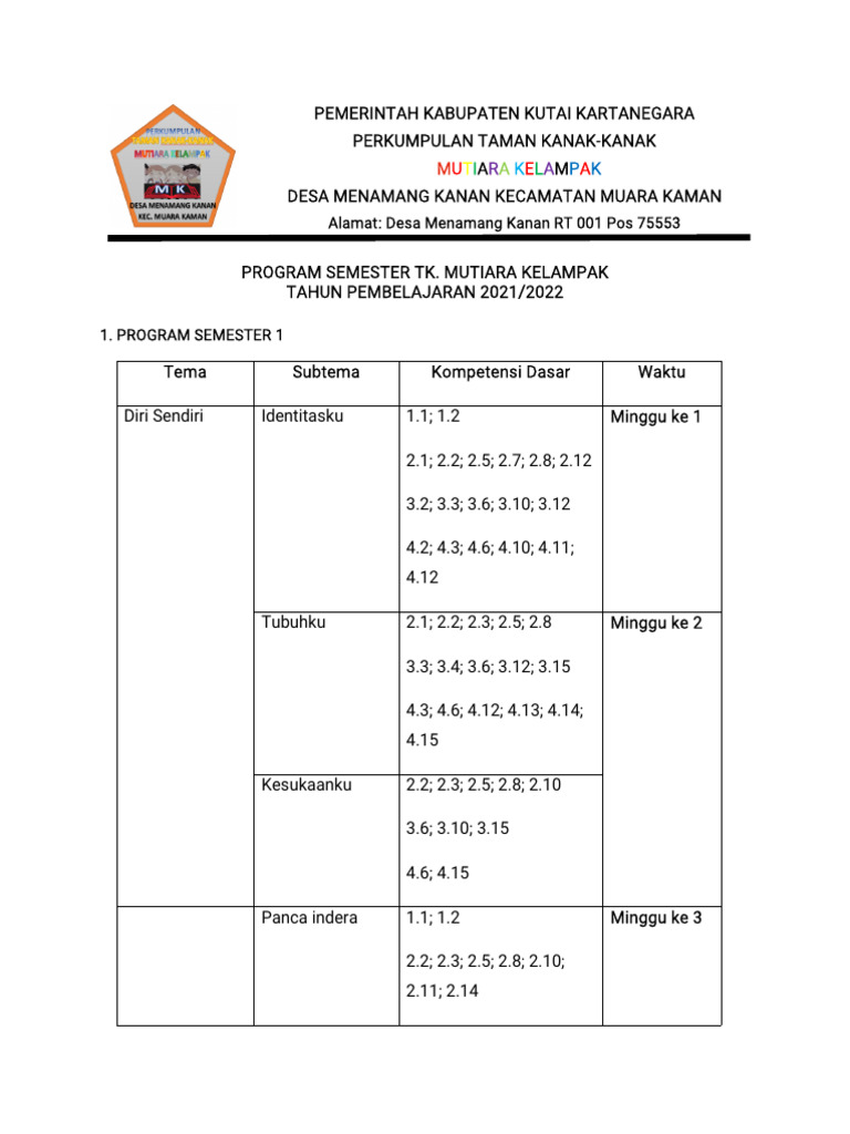 Program Semester 1 | PDF