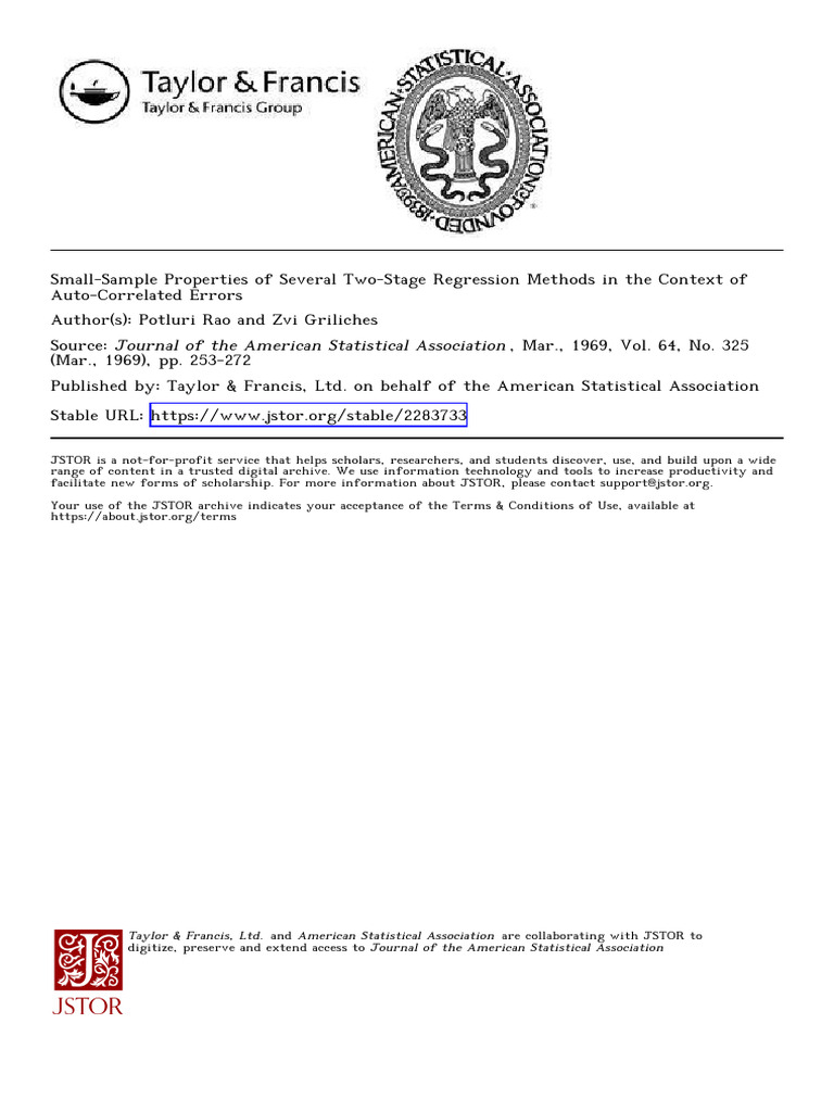 1969 - Small-Sample Properties - Rao | PDF