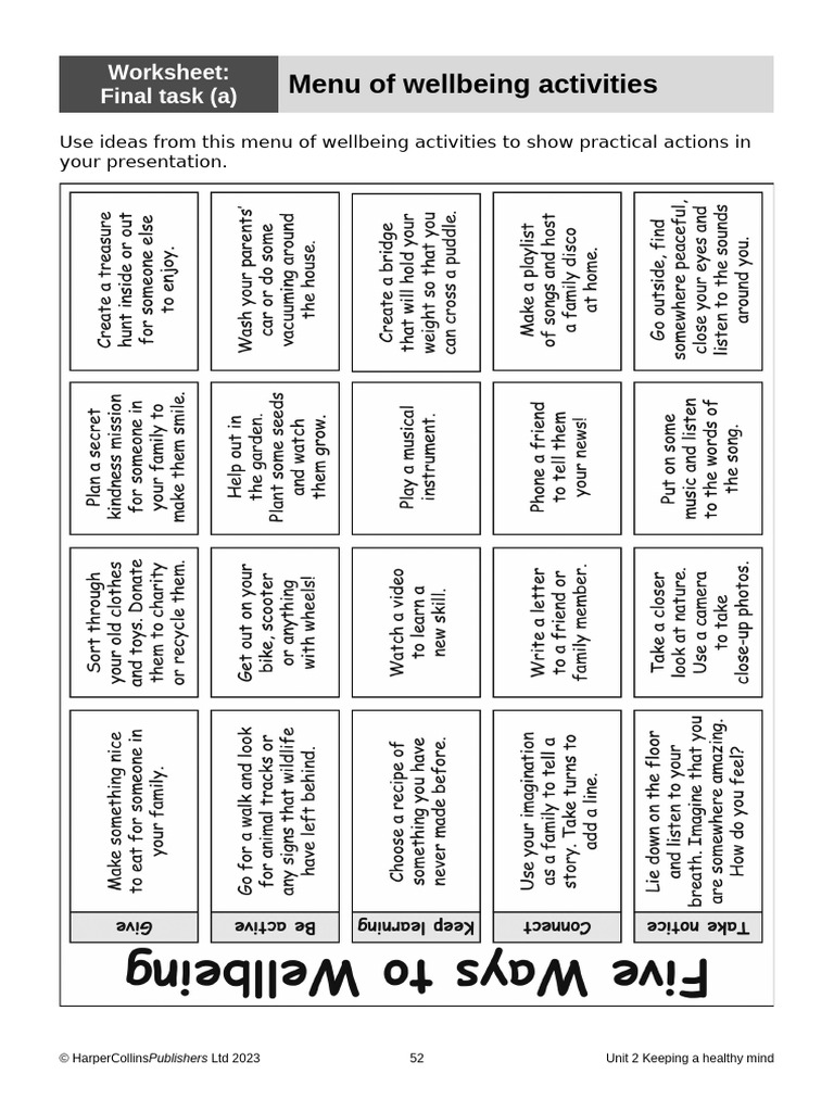 GP6 TG Unit 2 Final Task Worksheet | PDF