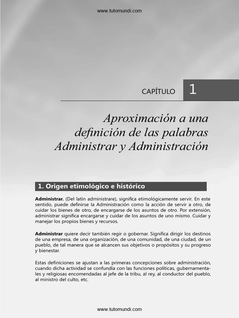 Aproximación A Una Definición de Las Palabras Administrar y ...