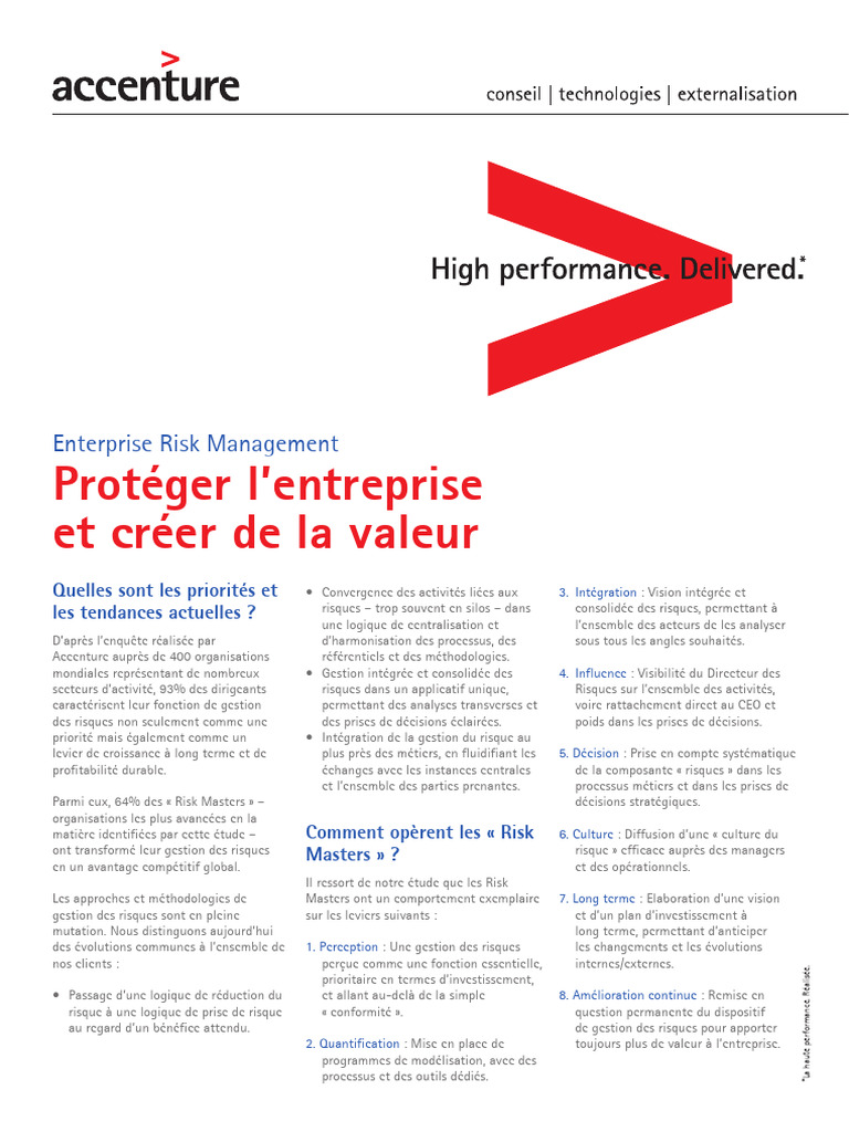 Accenture Proteger Entreprise Et Creer de La Valeur | PDF