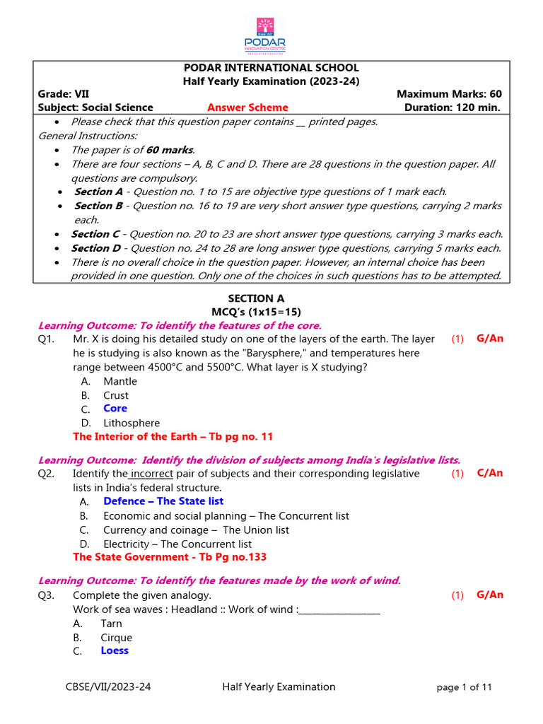 CB - VII - Social Science - HYE | PDF