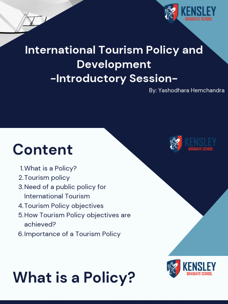 International Tourism Policy and Development Introductory - Tourism ...