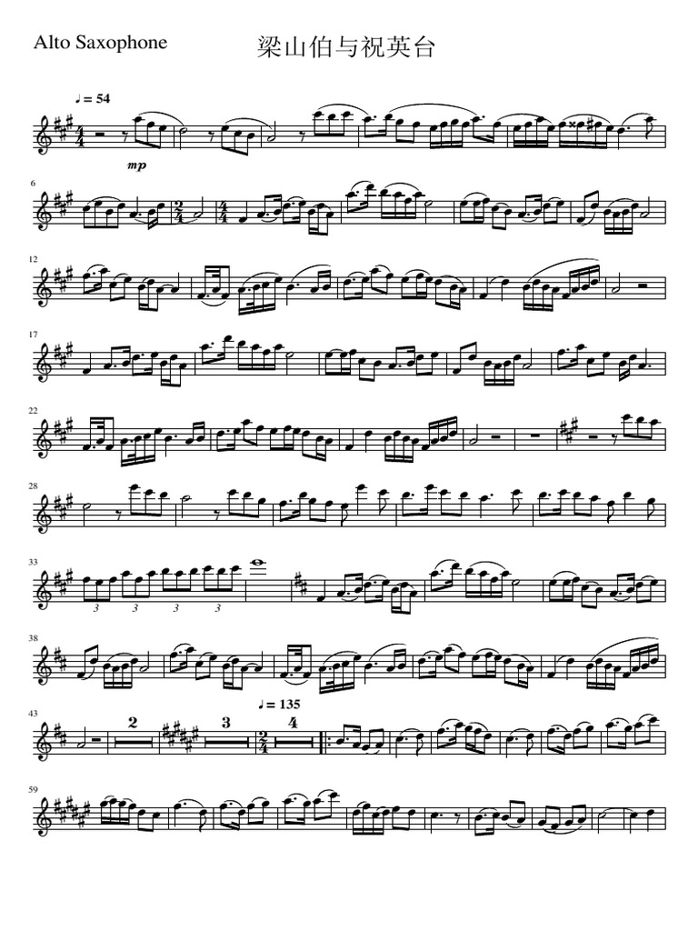 Butterfly Lovers SAX Alto and Piano | PDF