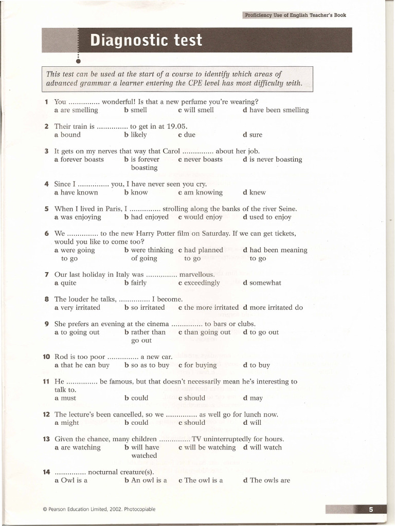Worksheet - CPE Diagnostic Test (Fiona Scott) | PDF