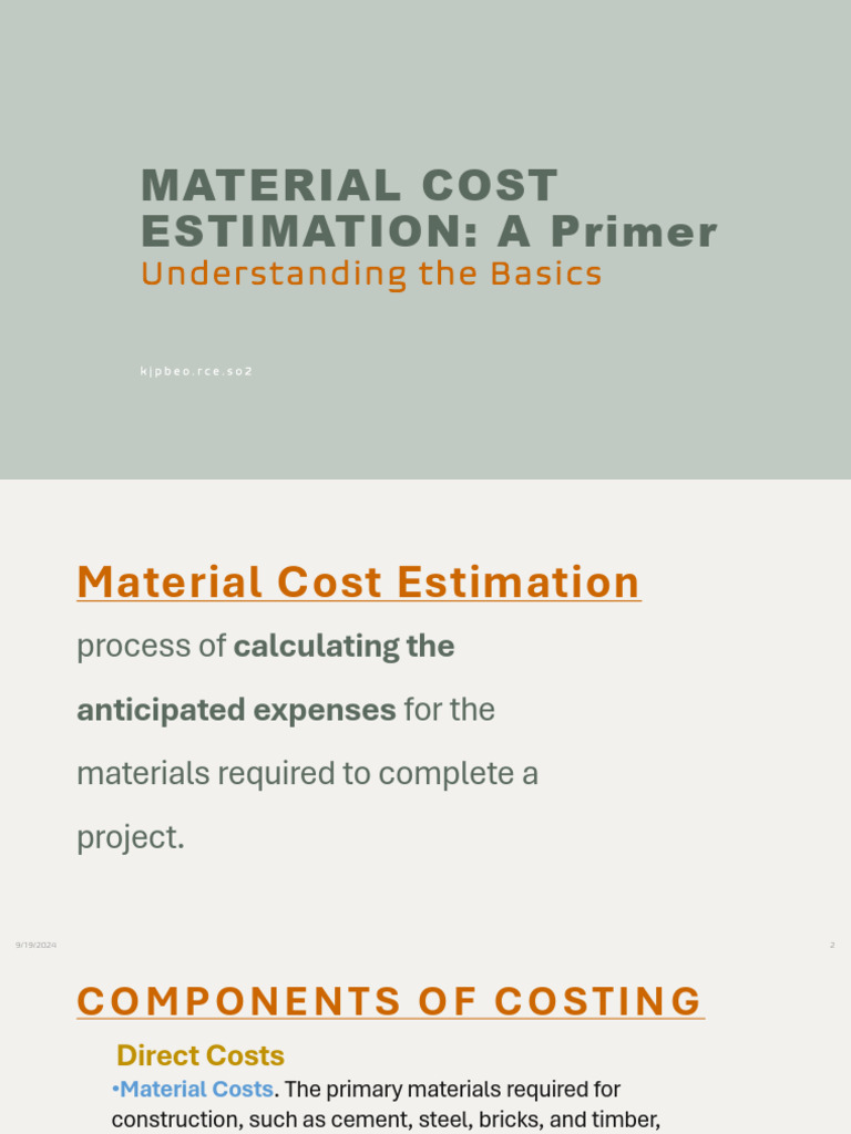 Material Estimate Lecture 2024 | PDF | Area | Technology & Engineering