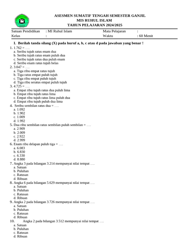 Asts Kelas 4 MTK | PDF