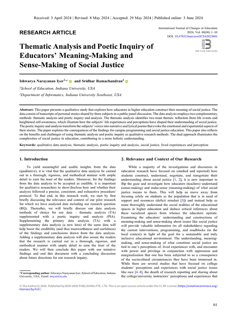Thematic Analysis and Poetic Inquiry of Educators Meaning 300tzwldak | PDF