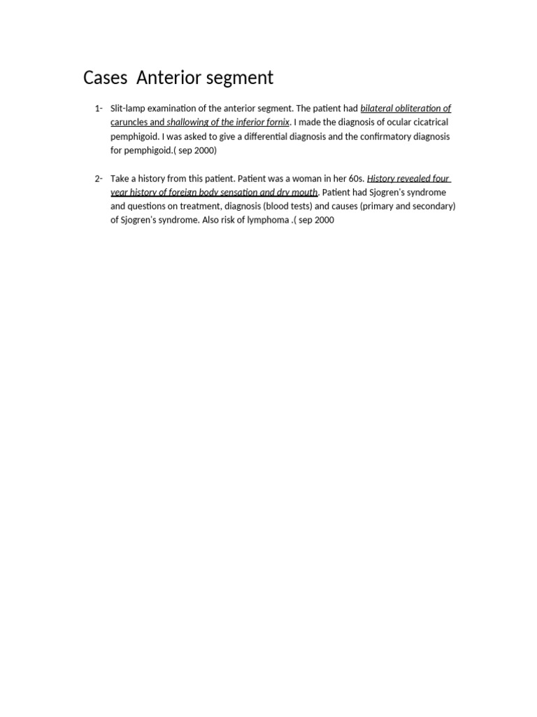 Ant Segment Cases | PDF