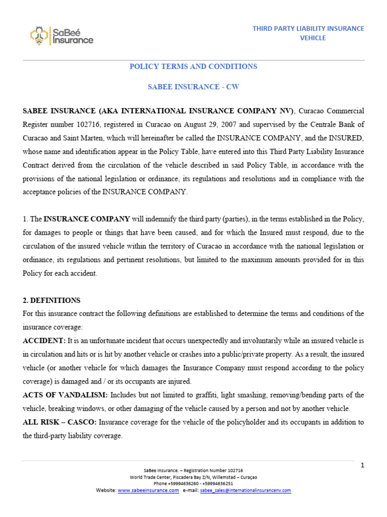 _cw_vehicle Policy Conditions English | PDF