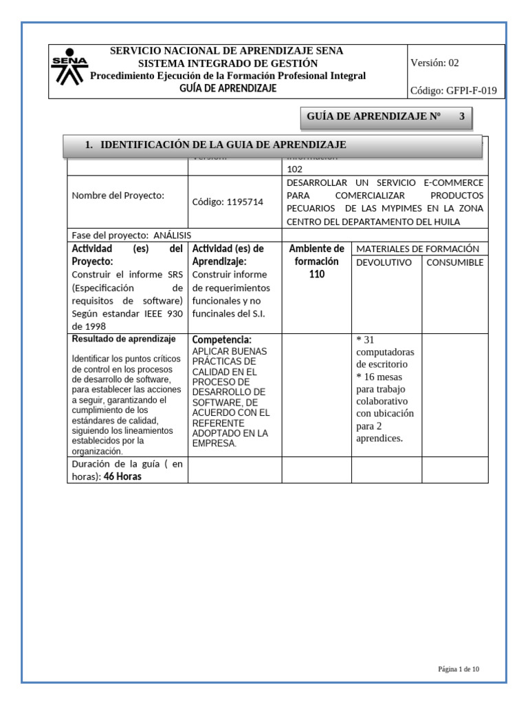 Guia de Aprendizaje N 5 Informe SRS IEEE 830 de 1998 | PDF