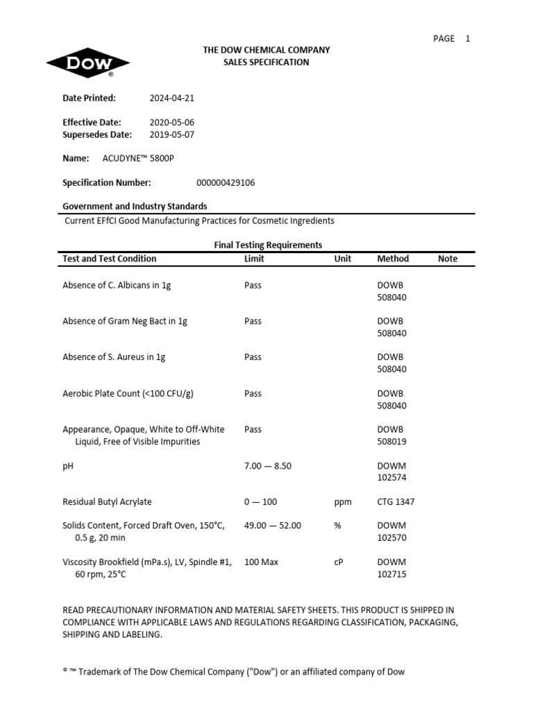 Dow Document Reader | PDF