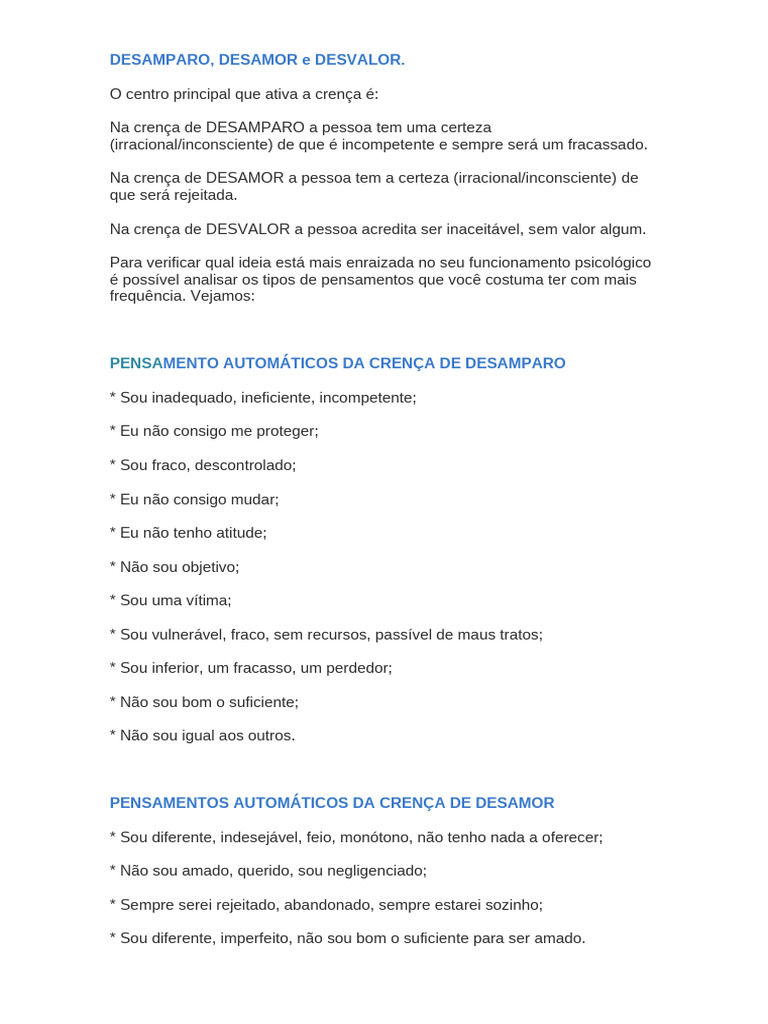 Desamparo Desamor Desvalor | PDF