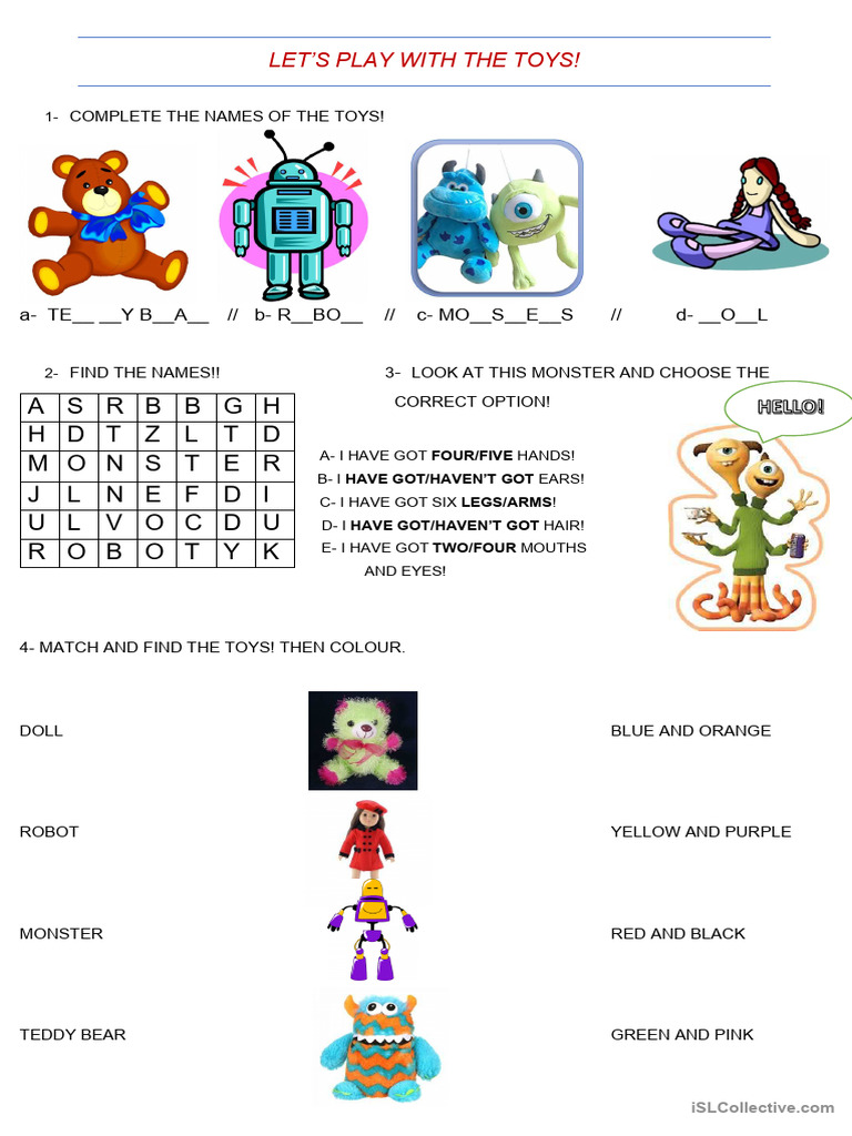 Toys Revision Worksheet | PDF