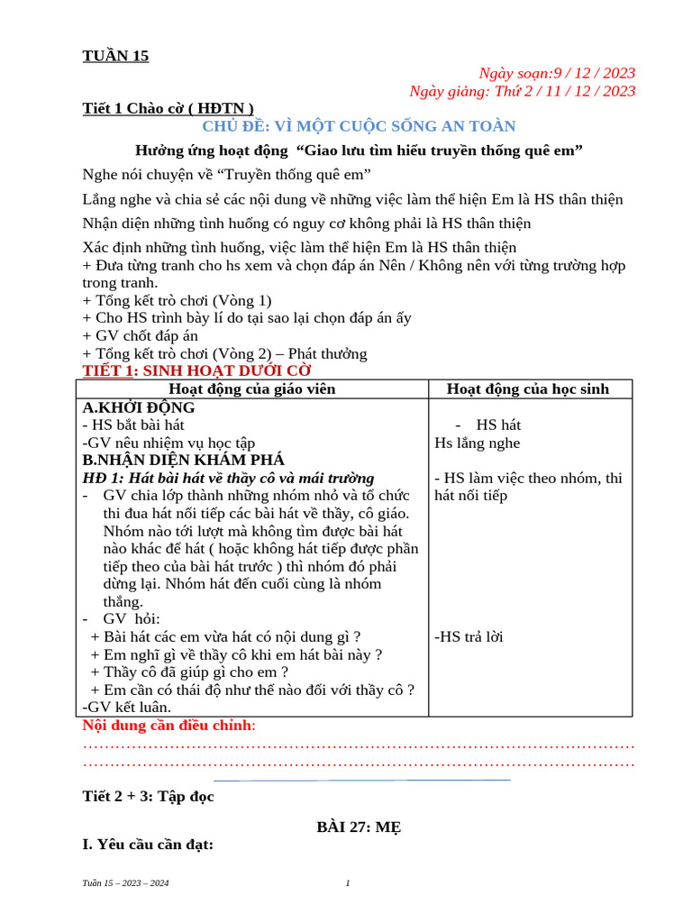 Lop 2 Tuan 15 Bien Gioi | PDF