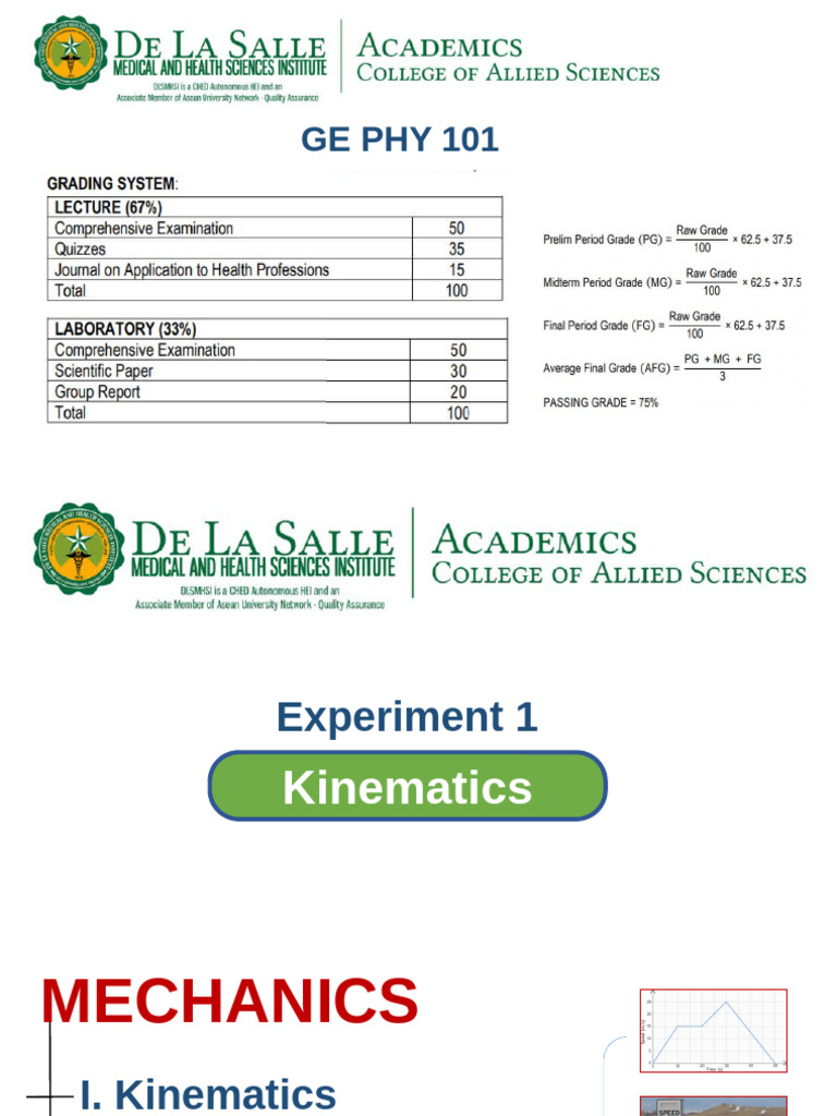 Experiment 1 Kinematics | PDF